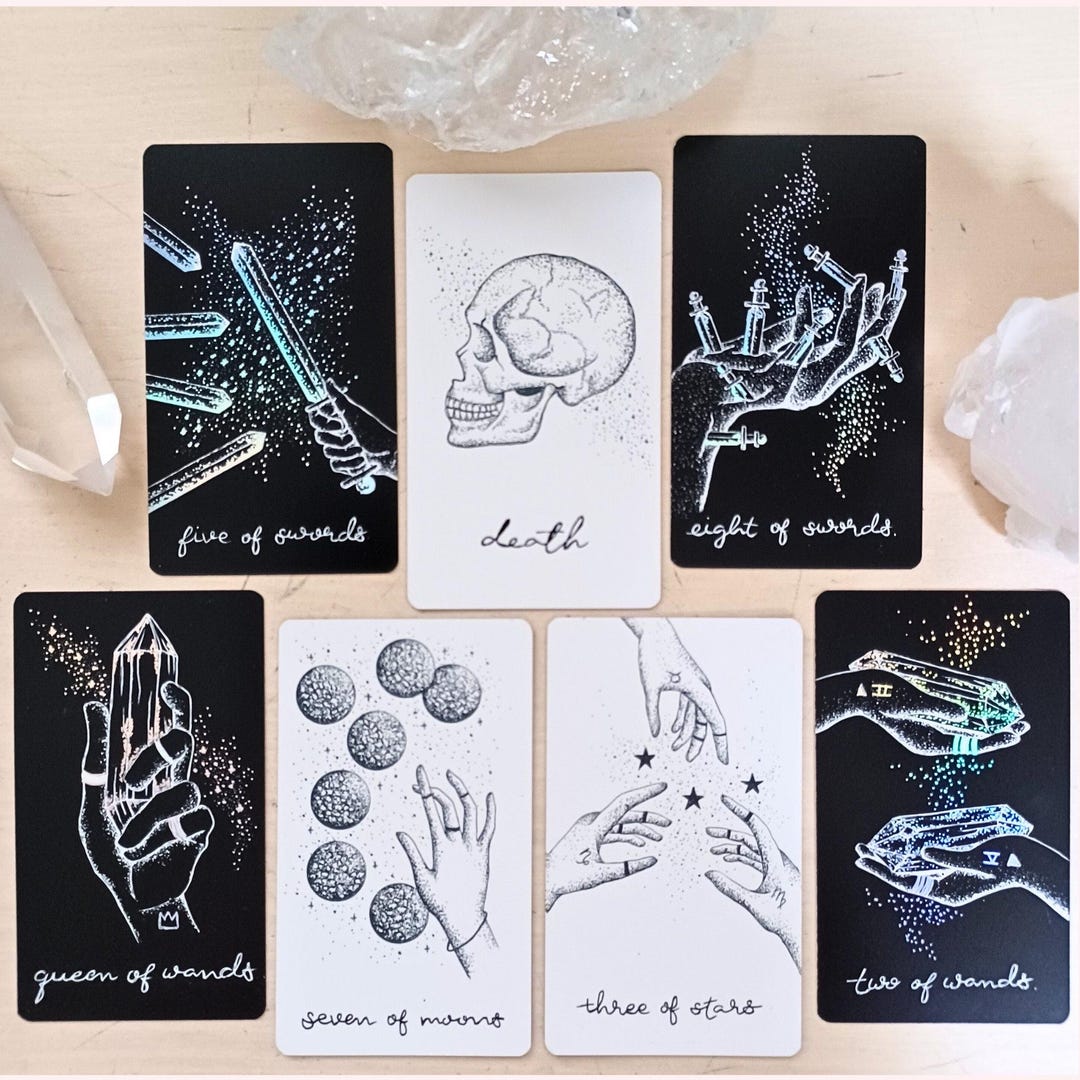 Unique Tarot Card Deck Set: Indie, Black Tarot Holographic, Pretty ...