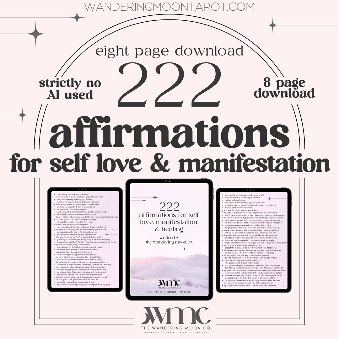 Affirmations E-book: 222 Affirmations for Self Love & Manifestation ...