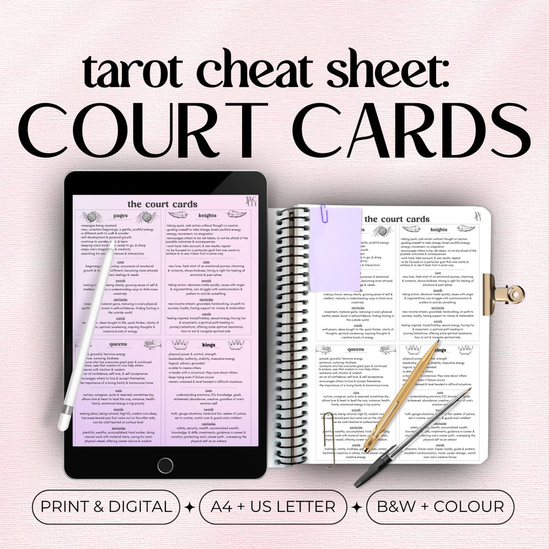 Tarot Court Cards Cheat Sheet: Printable PDF Guide for Beginners ...
