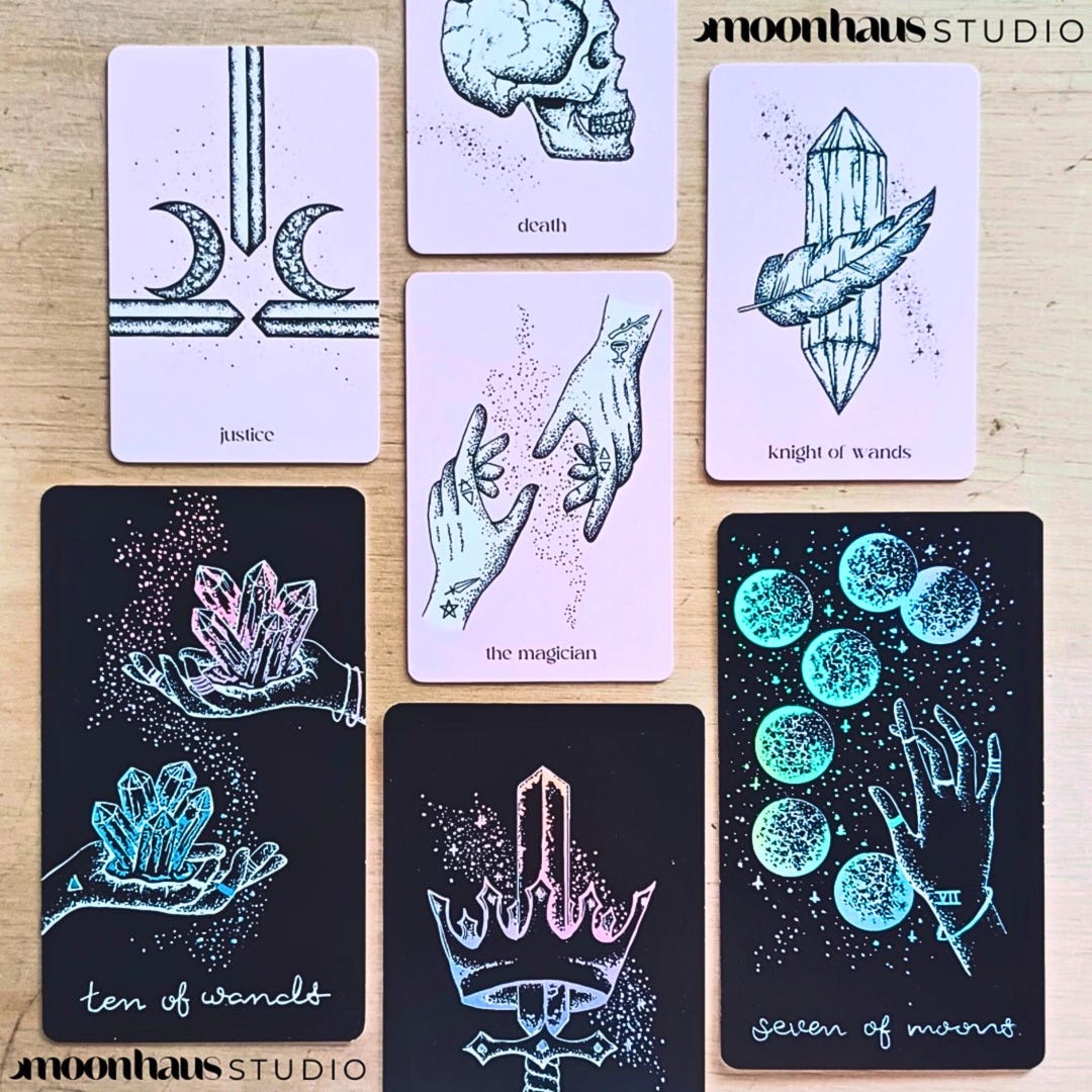 Indie Tarot Card Set: Cosmic Pink Mini & Midnight Sky Holographic Decks ...