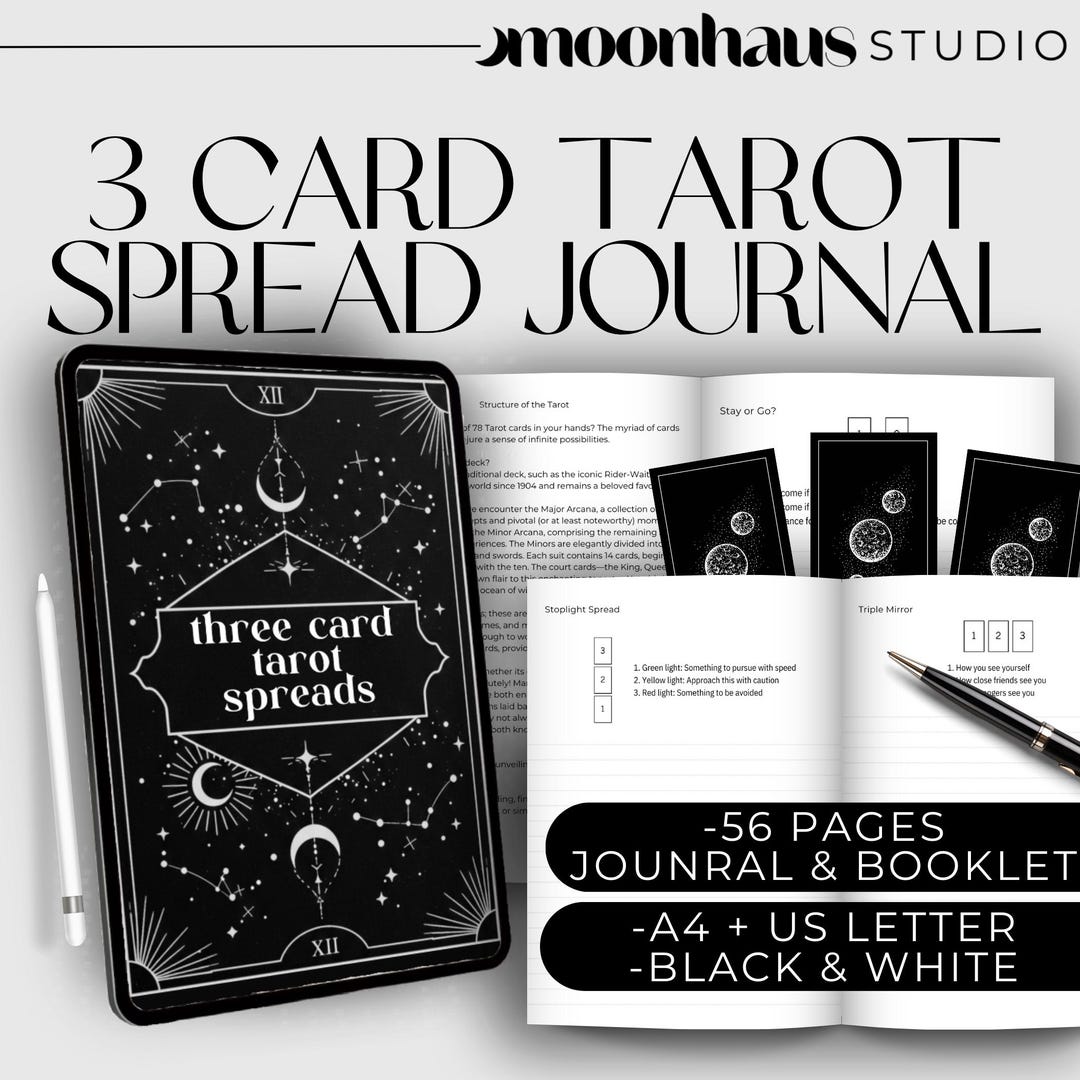 3 Card Spread Tarot Workbook and Journal Digital & Printable Divination ...