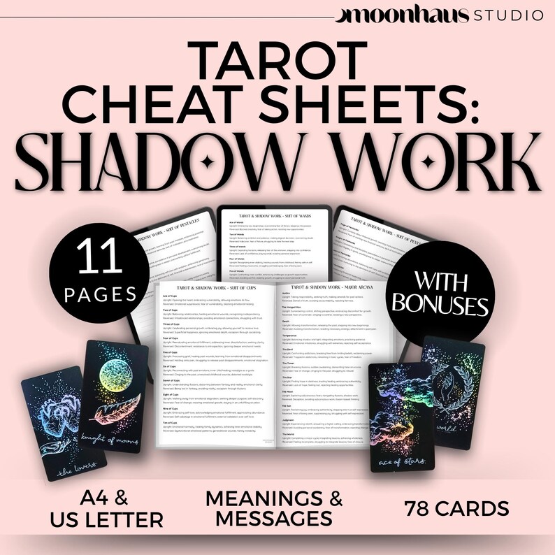Shadow Work Tarot Cheat Sheet – Printable Card Meanings (digital ...