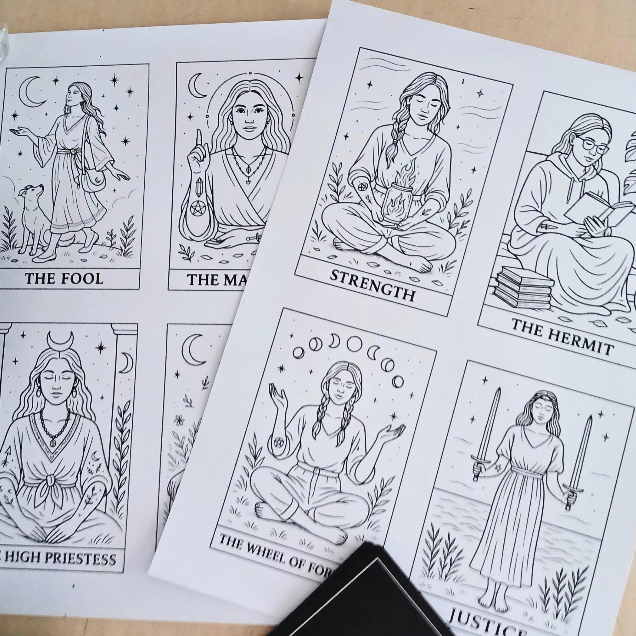 78 Tarot Card Colouring Pages Deck, Printable Tarot Cards to Colour In ...