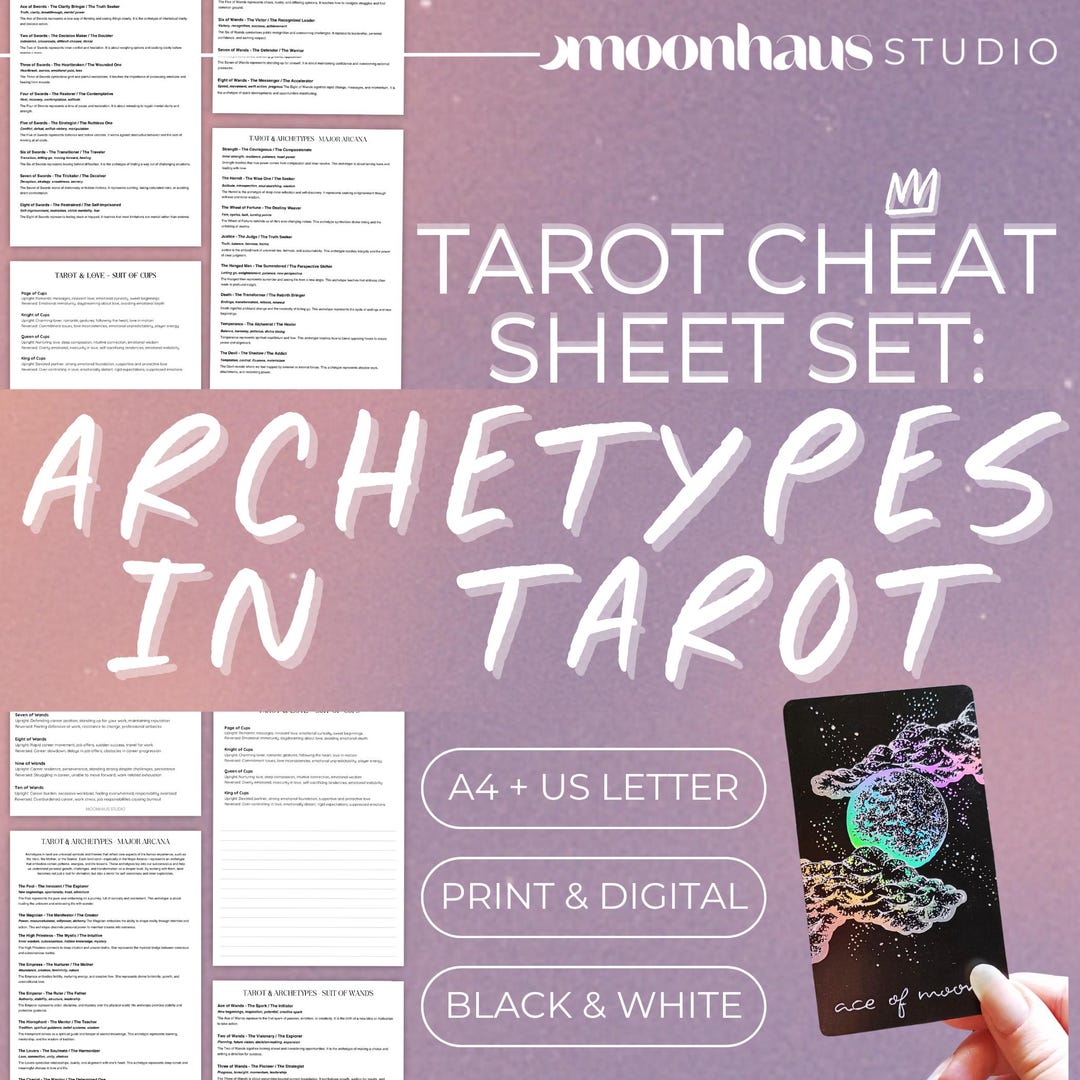 Tarot Cheat Sheet: Archetypes in Tarot Reading, Printable Book of Shadows + Grimoire Pages ...