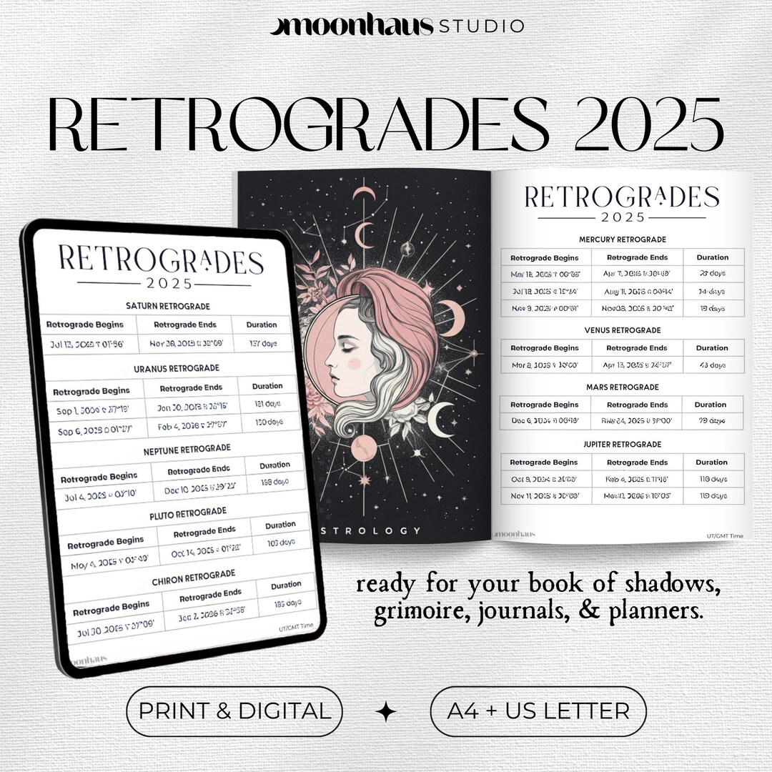 2025 Astrology Moon, Lunar Phases Calendar Planner, Book of Shadows ...