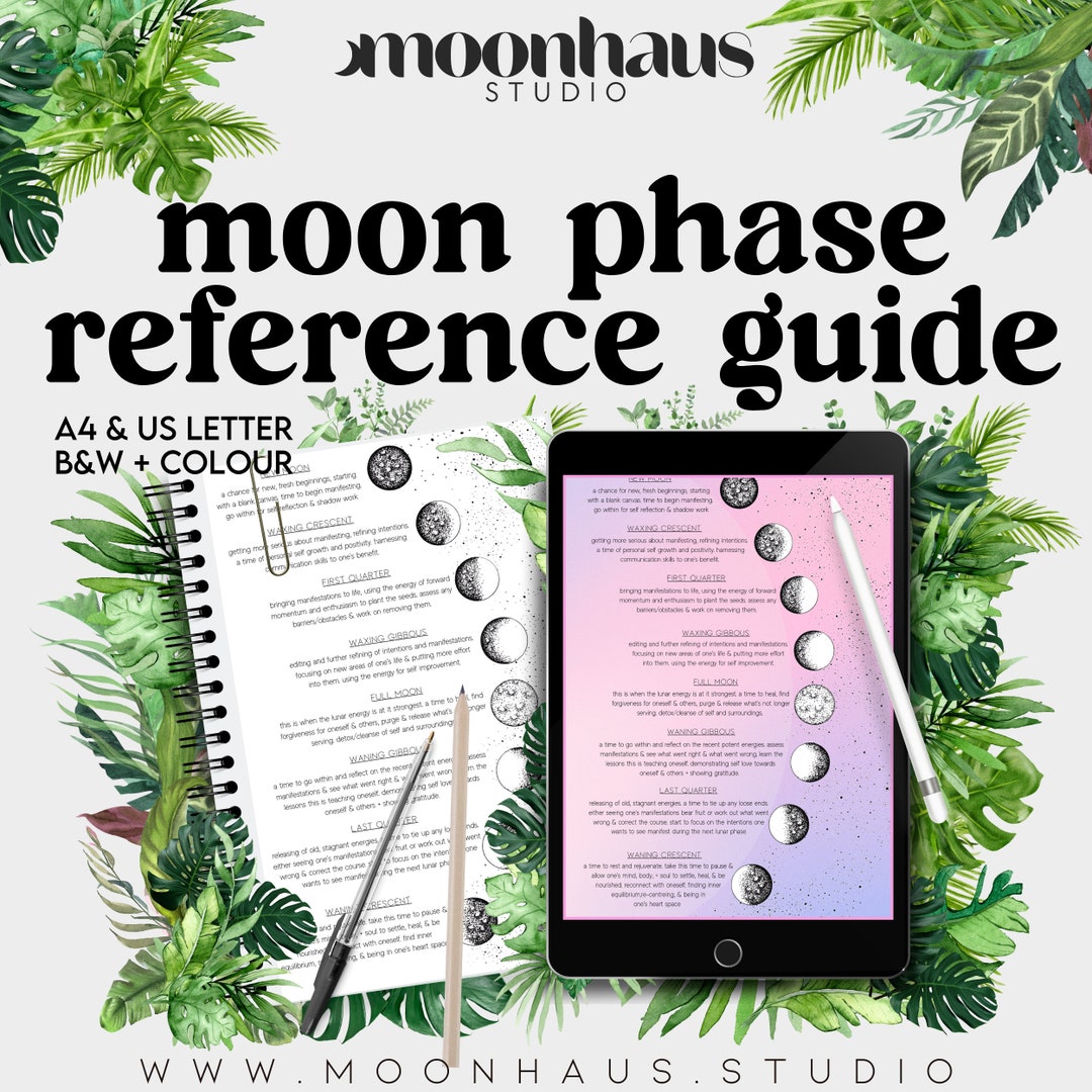 Reference Guide: the Moon Phases Cheat Sheet, Digital PDF, BOS ...
