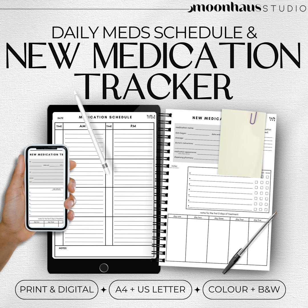 Medication Tracker & Schedule Journal Pages, Download Digital Print for ...