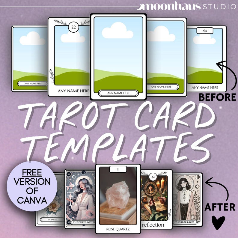 DIY Tarot Card Templates for Canva (digital Printable) - Etsy