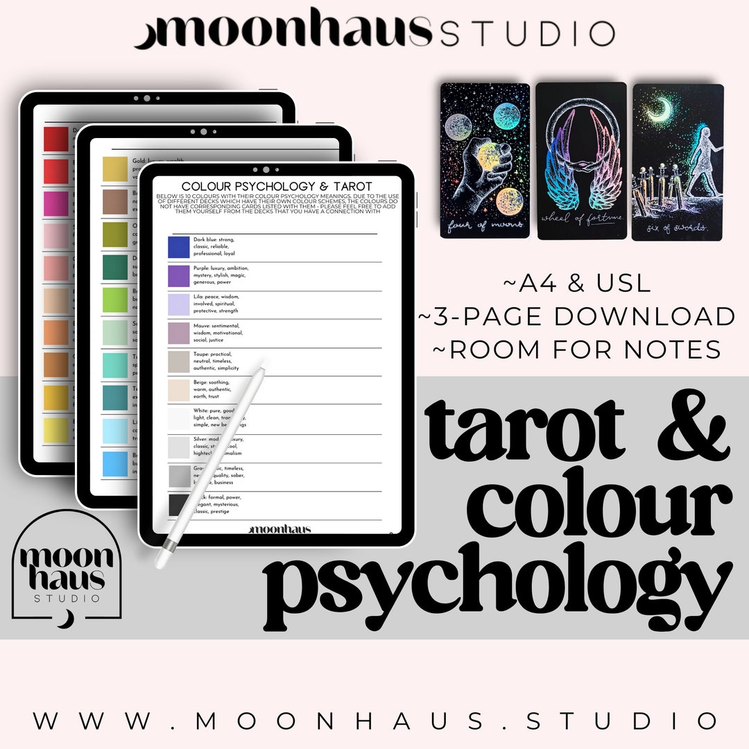 Tarot Cheat Sheet: Colour Psychology & Tarot Cards Book of Shadows Page ...