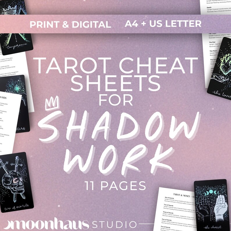 Shadow Work Tarot Cheat Sheet – Printable Card Meanings (digital ...