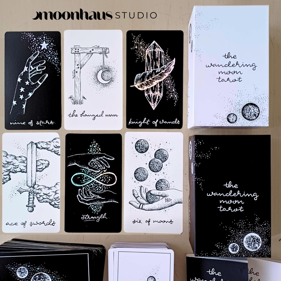 Unique Tarot Card Deck Set: Indie, Black Tarot Holographic, Pretty ...
