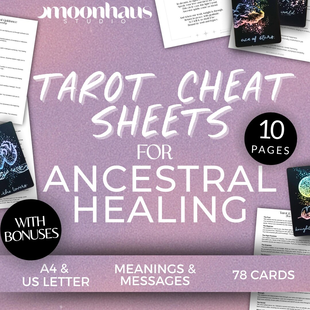 Ancestral Healing Tarot Cheat Sheets: 78 Card Meanings (PDF Download ...