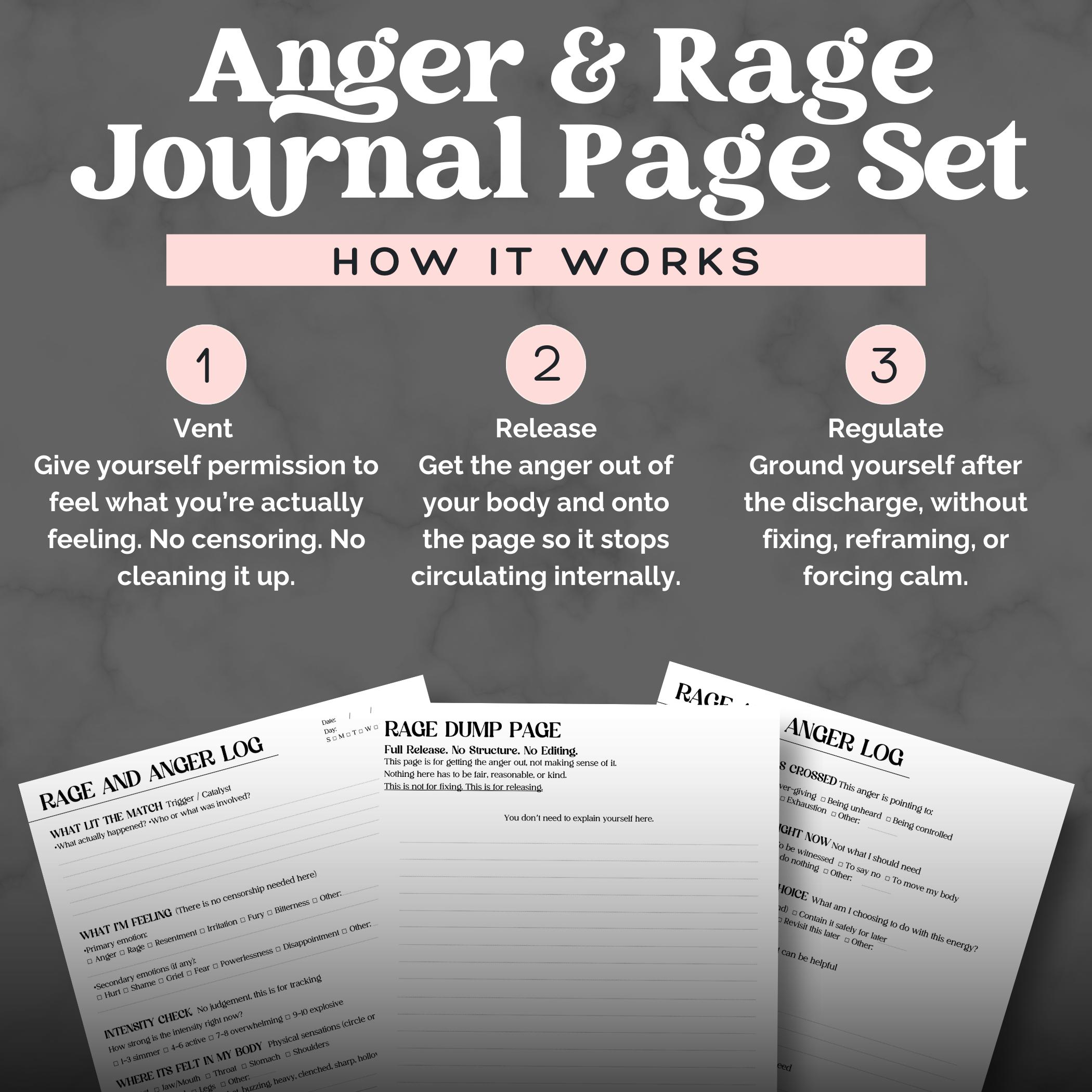 Printable Anger & Rage Venting Journal Pages, Emotional Regulation PDF ...