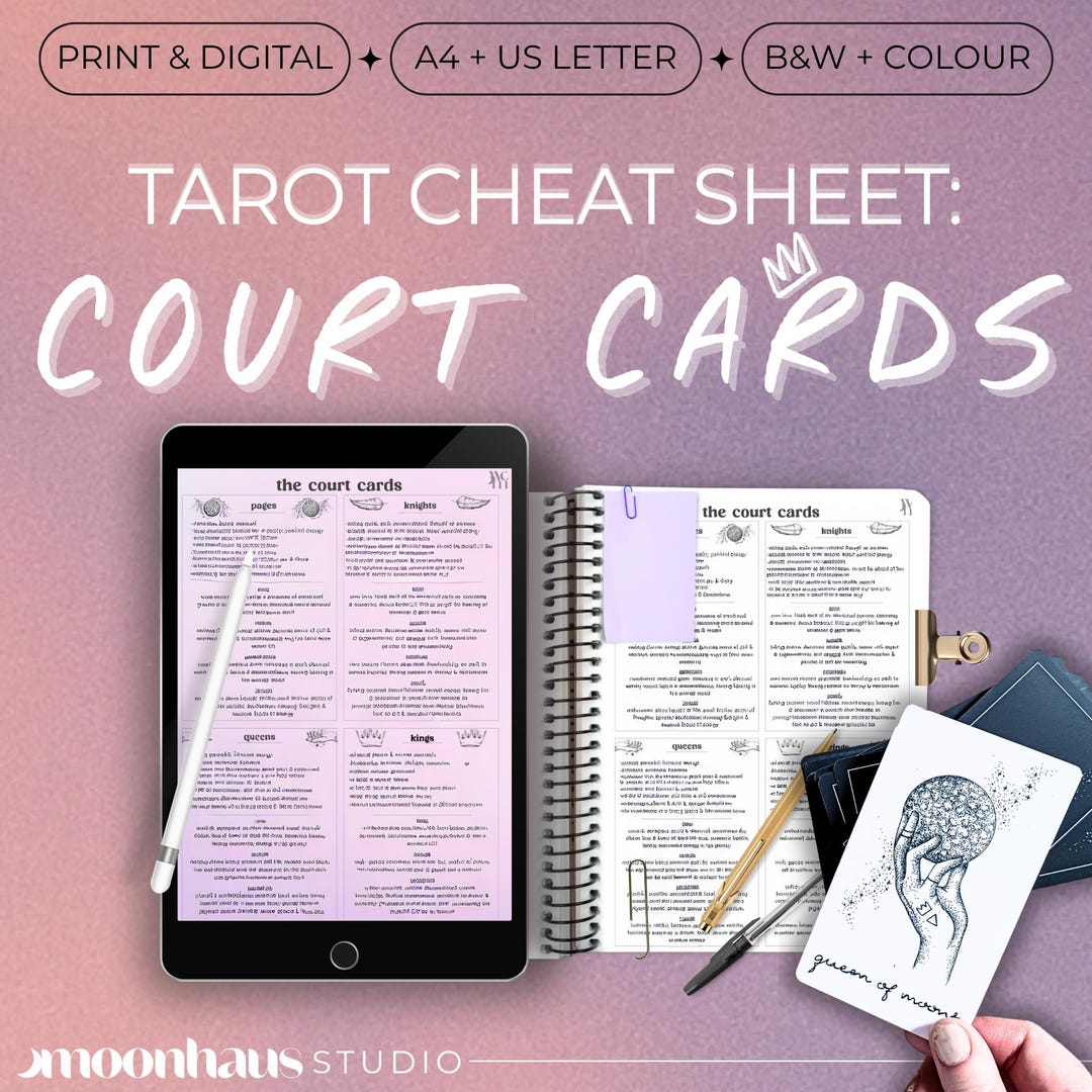 Tarot Court Cards Cheat Sheet: Printable PDF Guide for Beginners ...