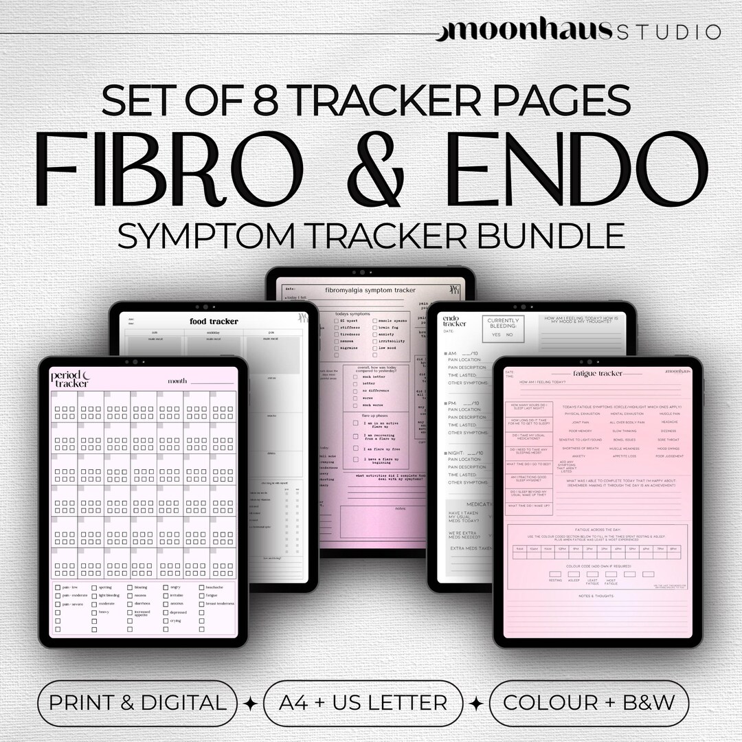 Printable Symptom Trackers: Fibro & Endo Bundle | Printable Digital ...