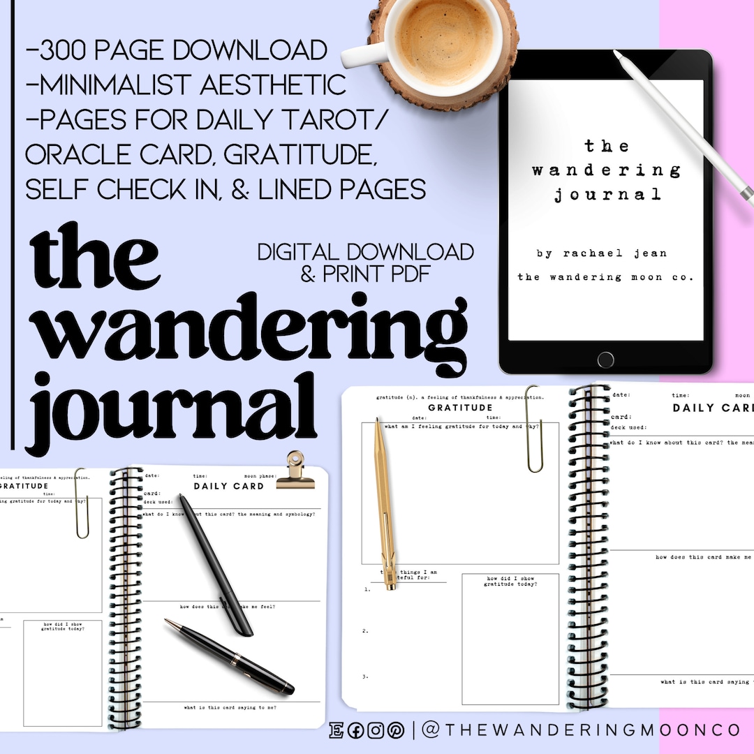 The Wandering Journal PDF Download, 300 Pages, Tarot, Gratitude, Self ...