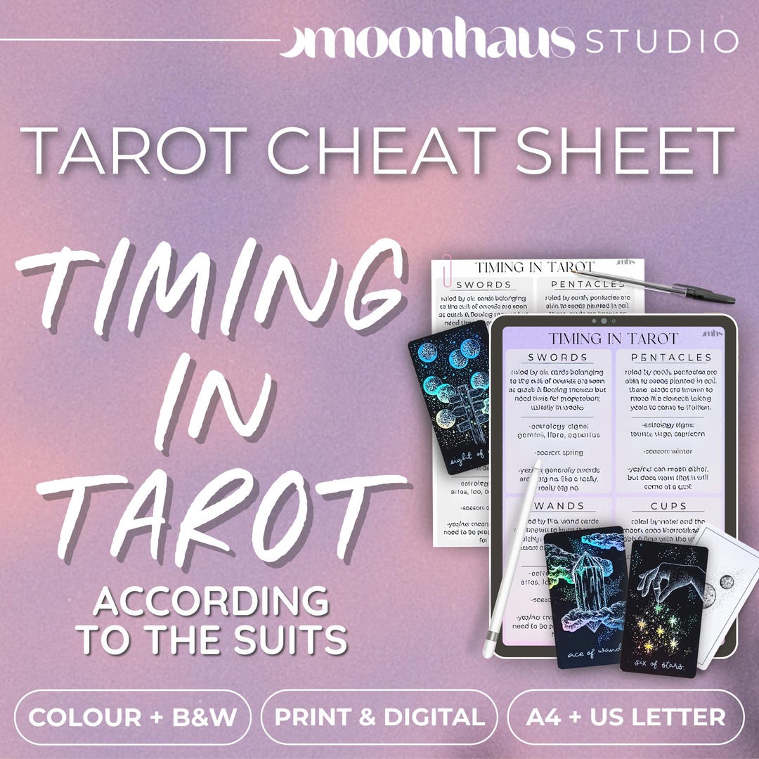 Timing in Tarot Cheat Sheet: Card Meanings and Keywords (PDF Printable ...