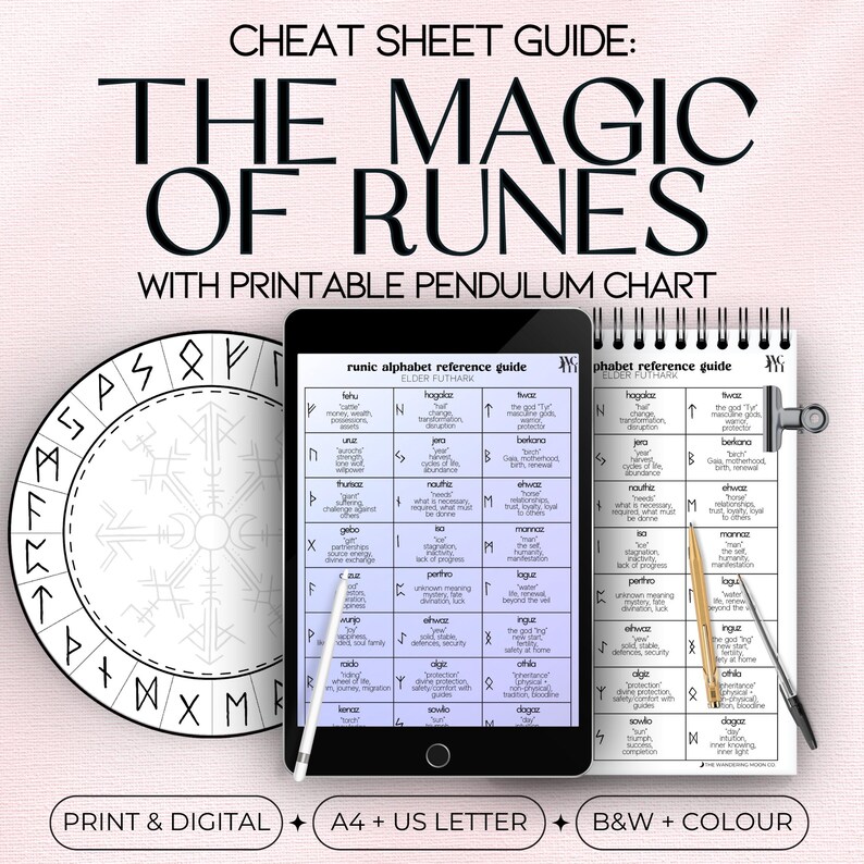 Elder Futhark Runes Cheat Sheet: Divination Guide + Pendulum Board ...