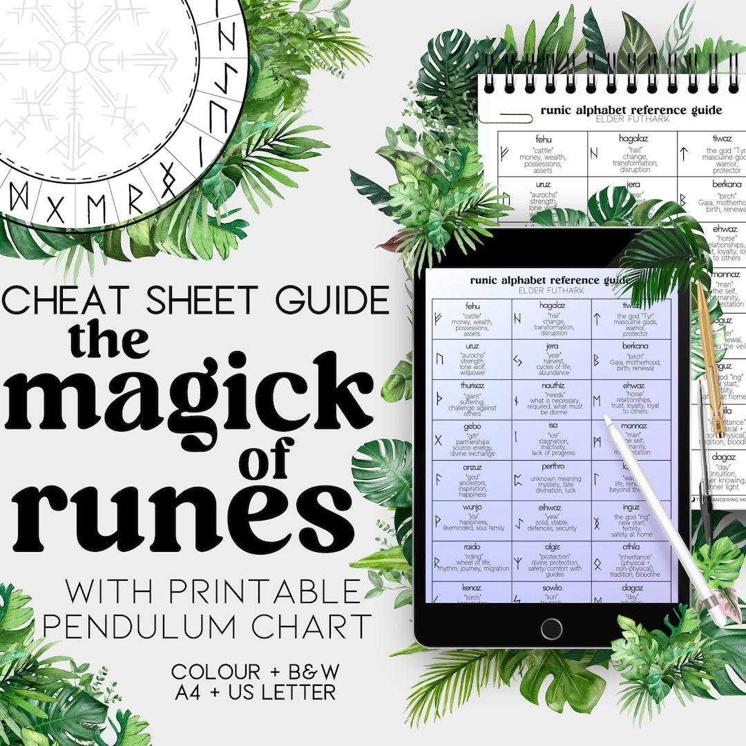 Rune Cheat Sheet Divination Runes Guide Elder Futhark Reference Guide ...