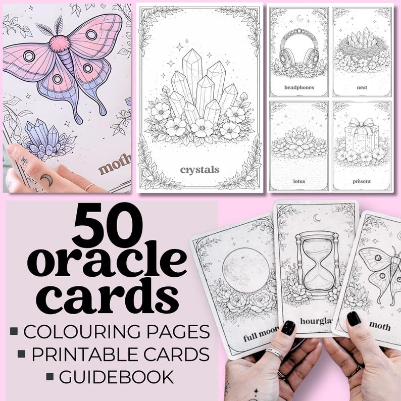 Printable Oracle Cards Coloring Deck With Guidebook (digital Download ...