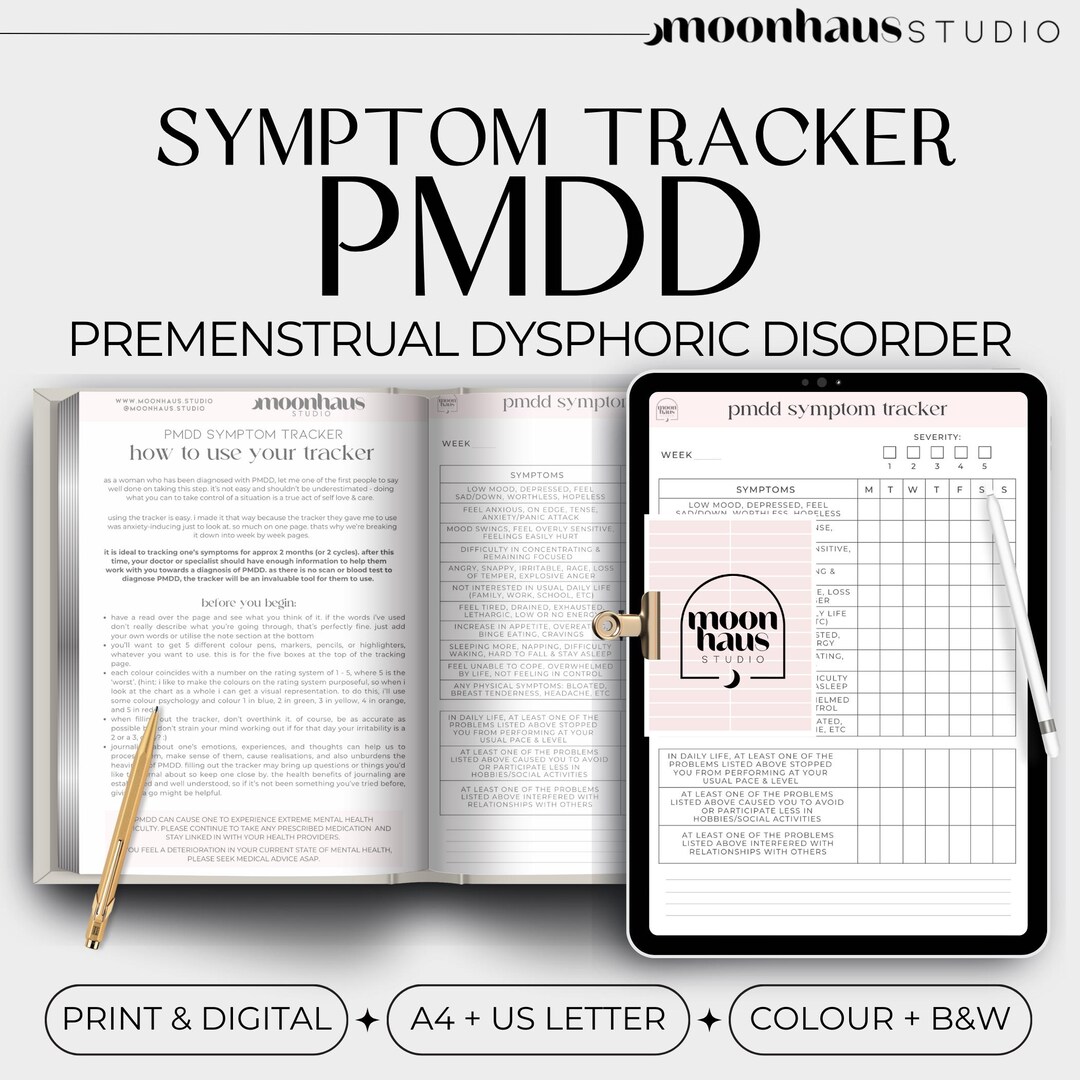 PMDD Symptom Tracker: Digital & Printable || Women’s Health, Mental ...