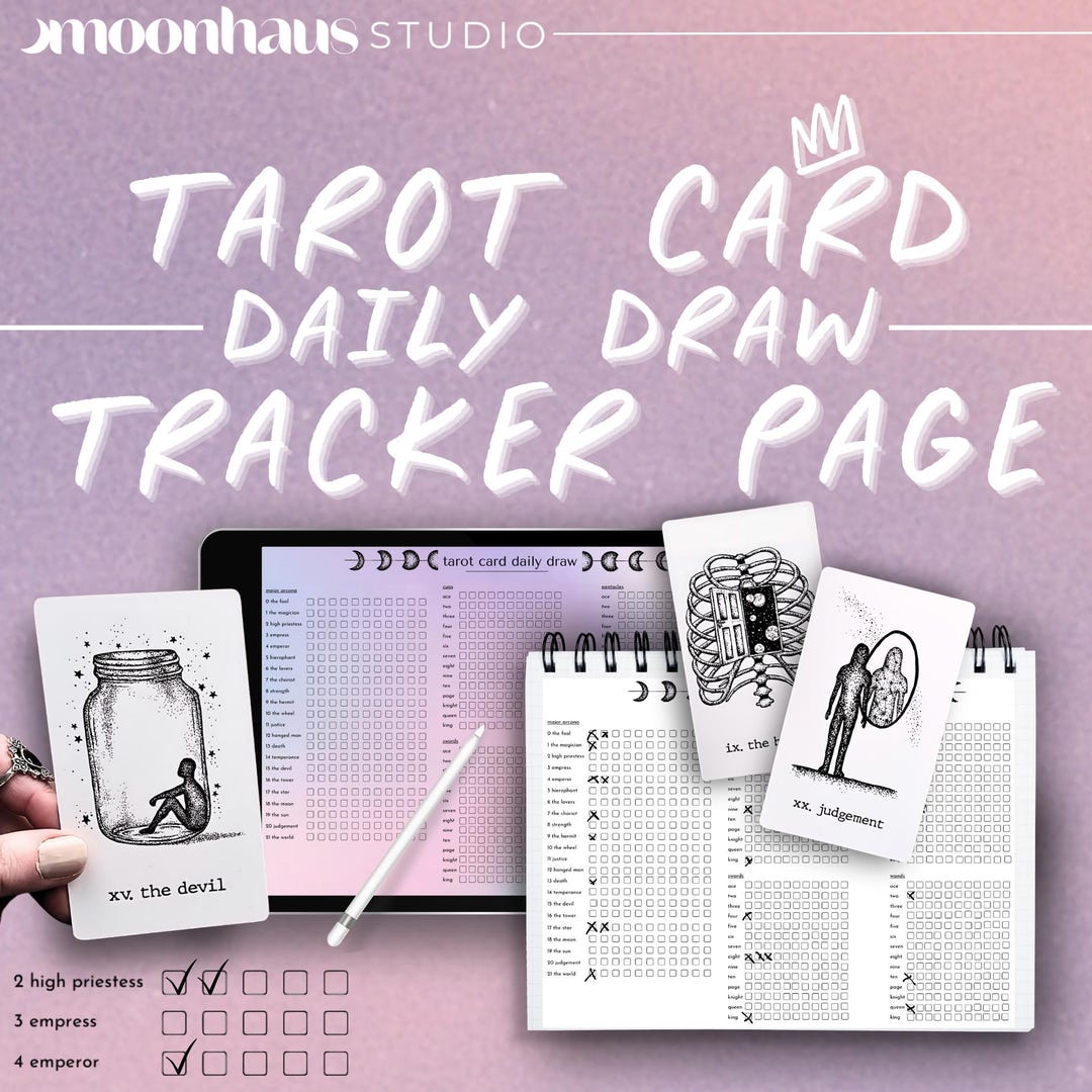 Tarot Tracker Card Daily Draw: Record Check List Journal Page | Instant ...