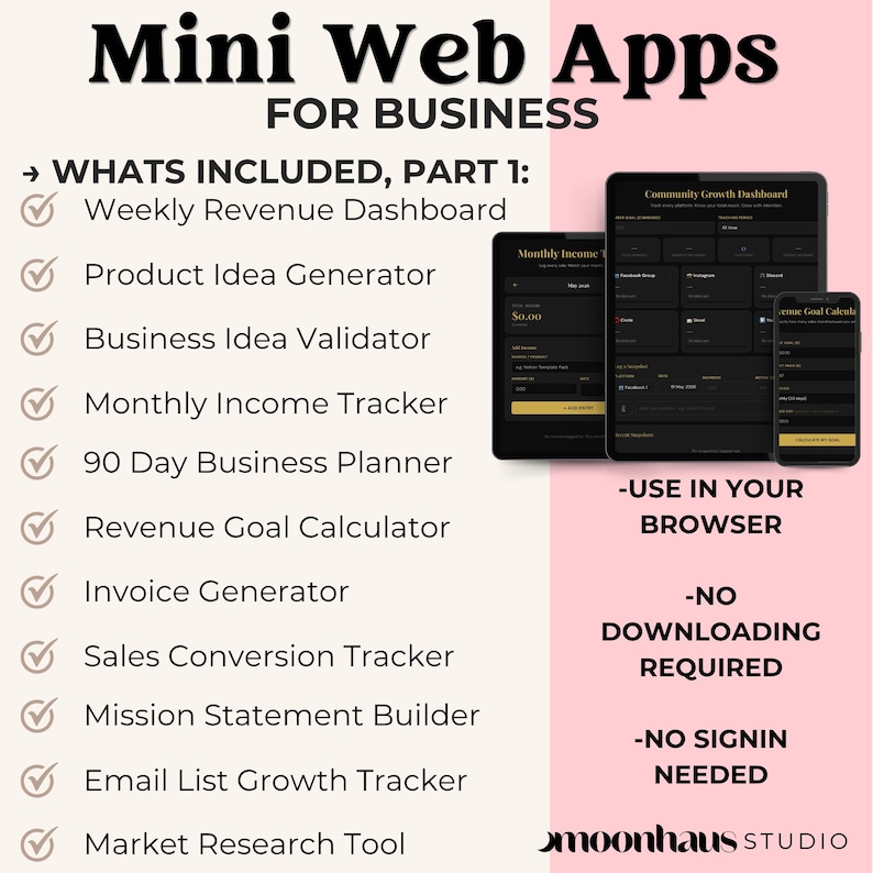 Web Apps: Small Business, Side Hustle | Digital Products | Budget ...
