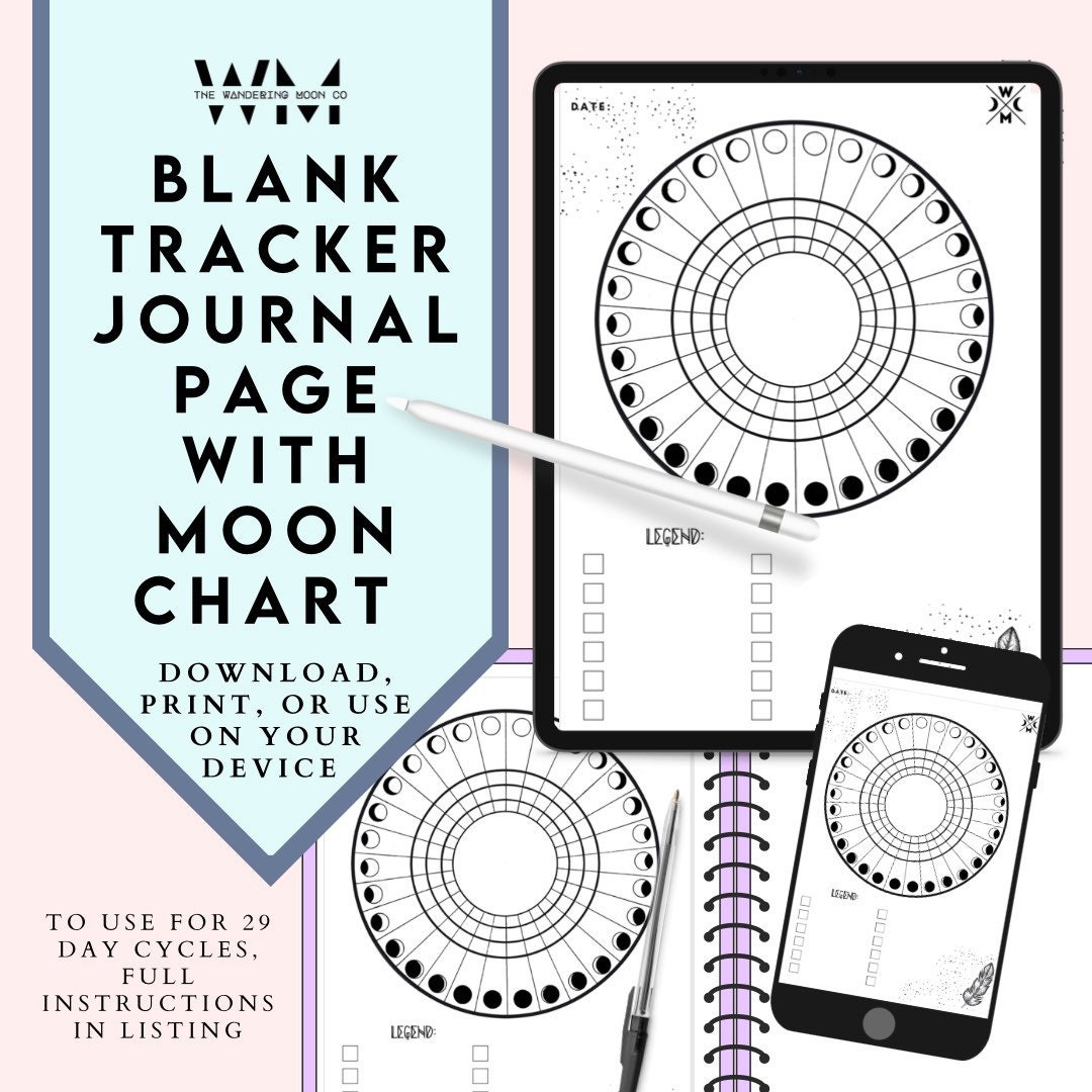 Mood Tracker Journal Page Moon Phase Wellness Mental Health - Etsy
