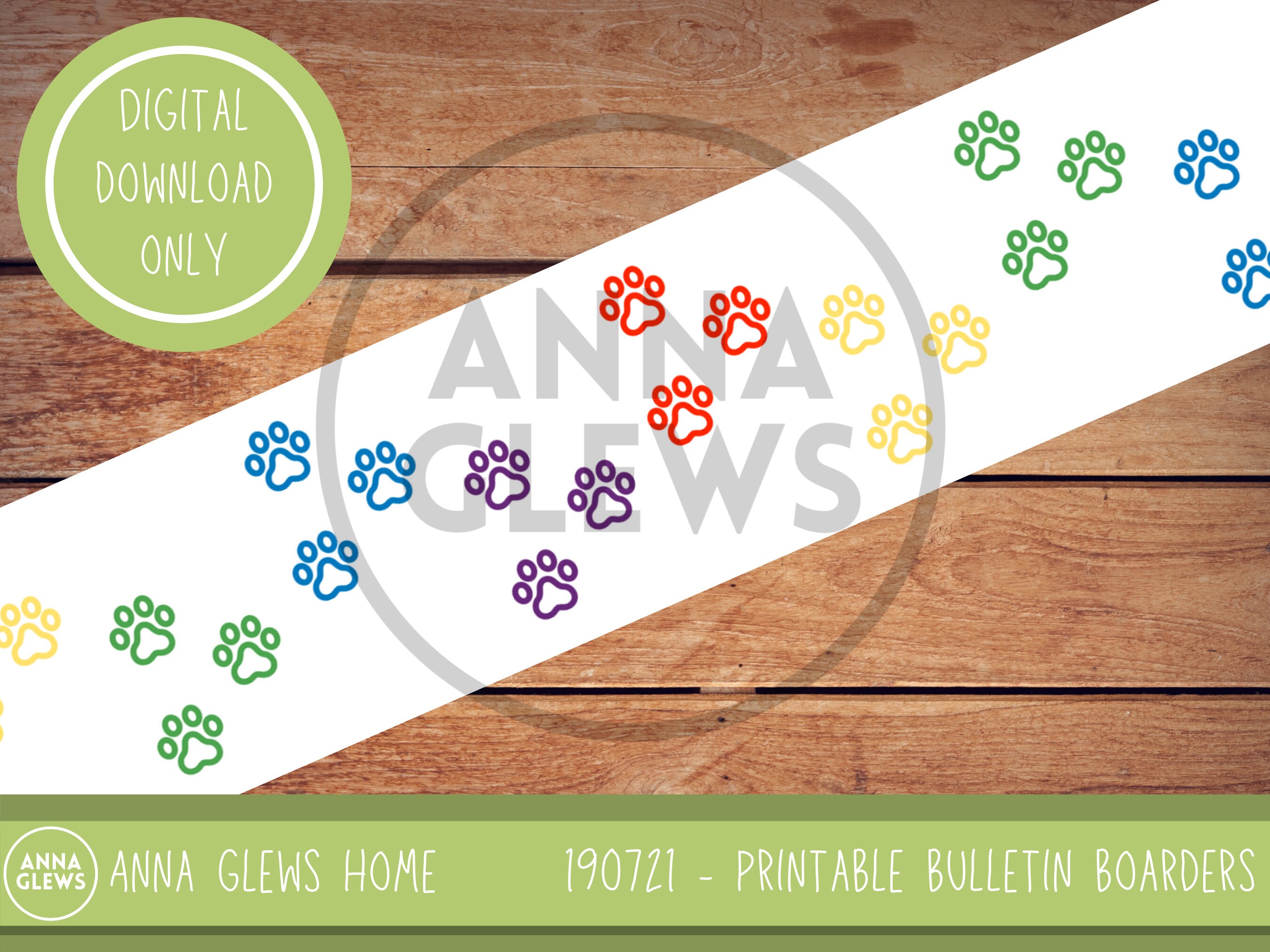 Classroom Bulletin Board Border Rainbow Paw Print Pattern, Classroom ...