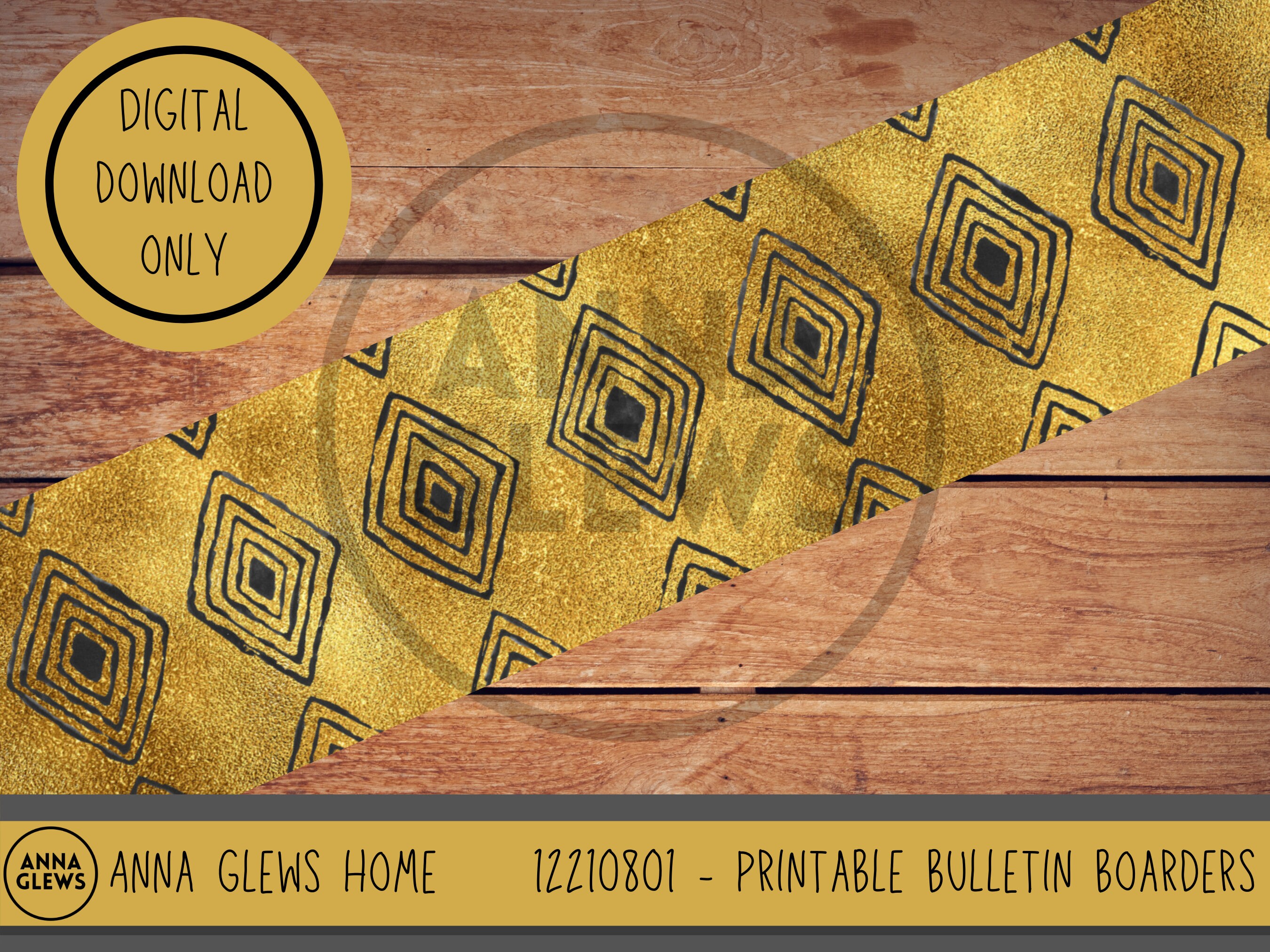 Classroom Bulletin Board Border Nature Gold Boho Pattern - Etsy