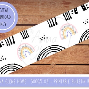 Classroom Bulletin Board Border Pastel Boho Rainbow Pattern Decor Low ...