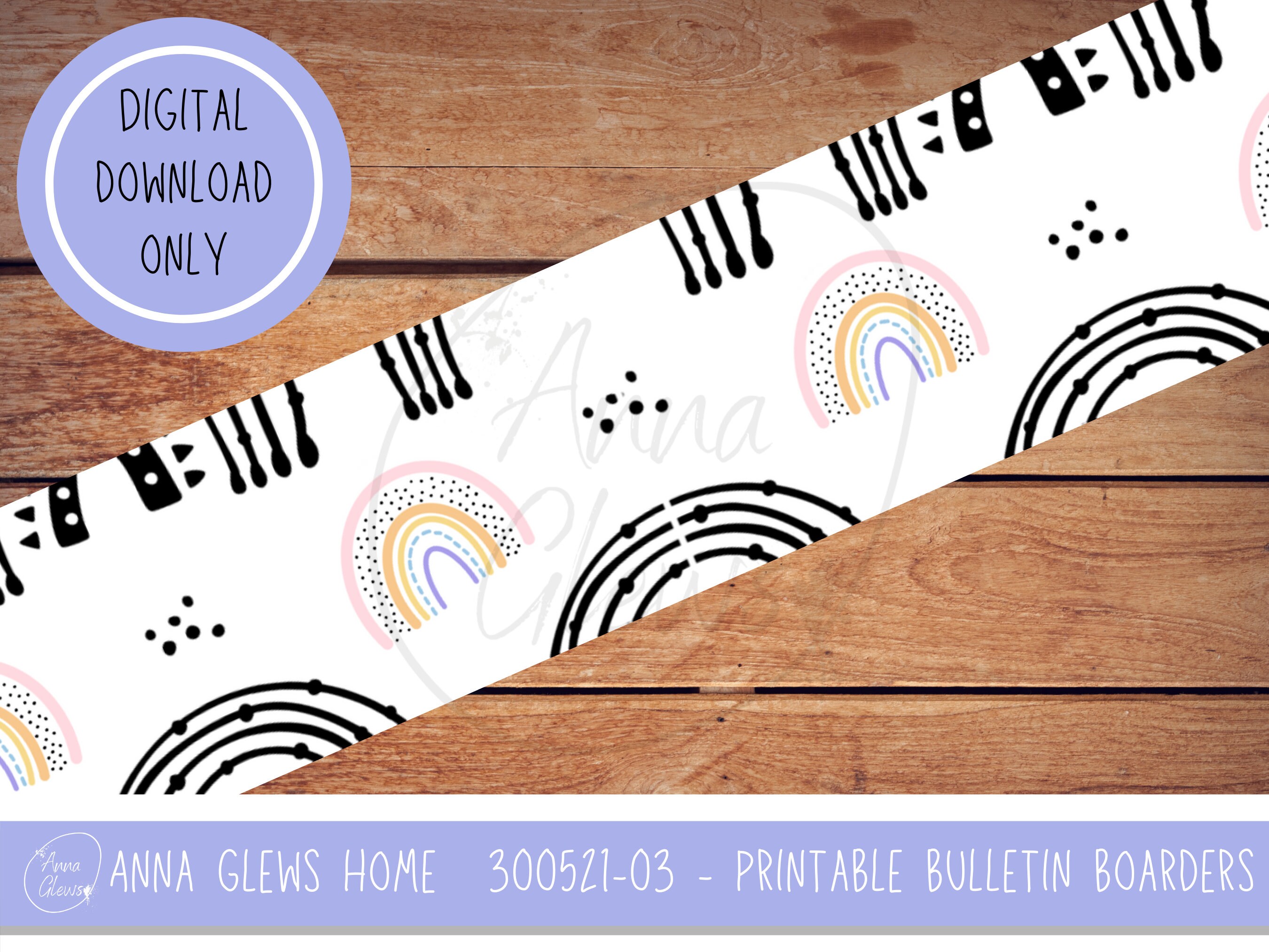 Classroom Bulletin Board Border Pastel Boho Rainbow Pattern Decor Low ...