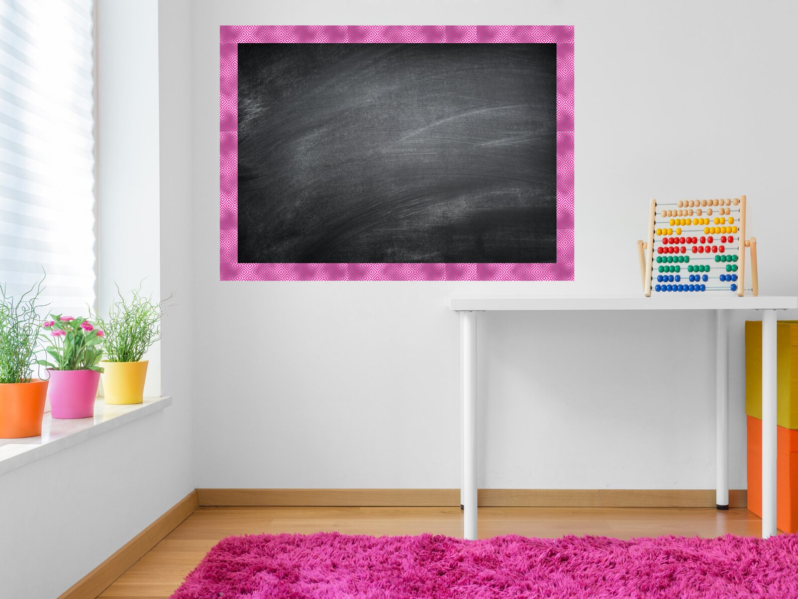 Classroom Bulletin Board Border Silver Pink Geometric Pattern Classroom ...