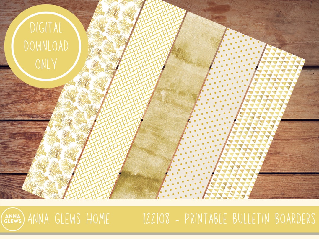 Classroom Bulletin Board Border Nature Gold Eclectic Pattern, Classroom ...
