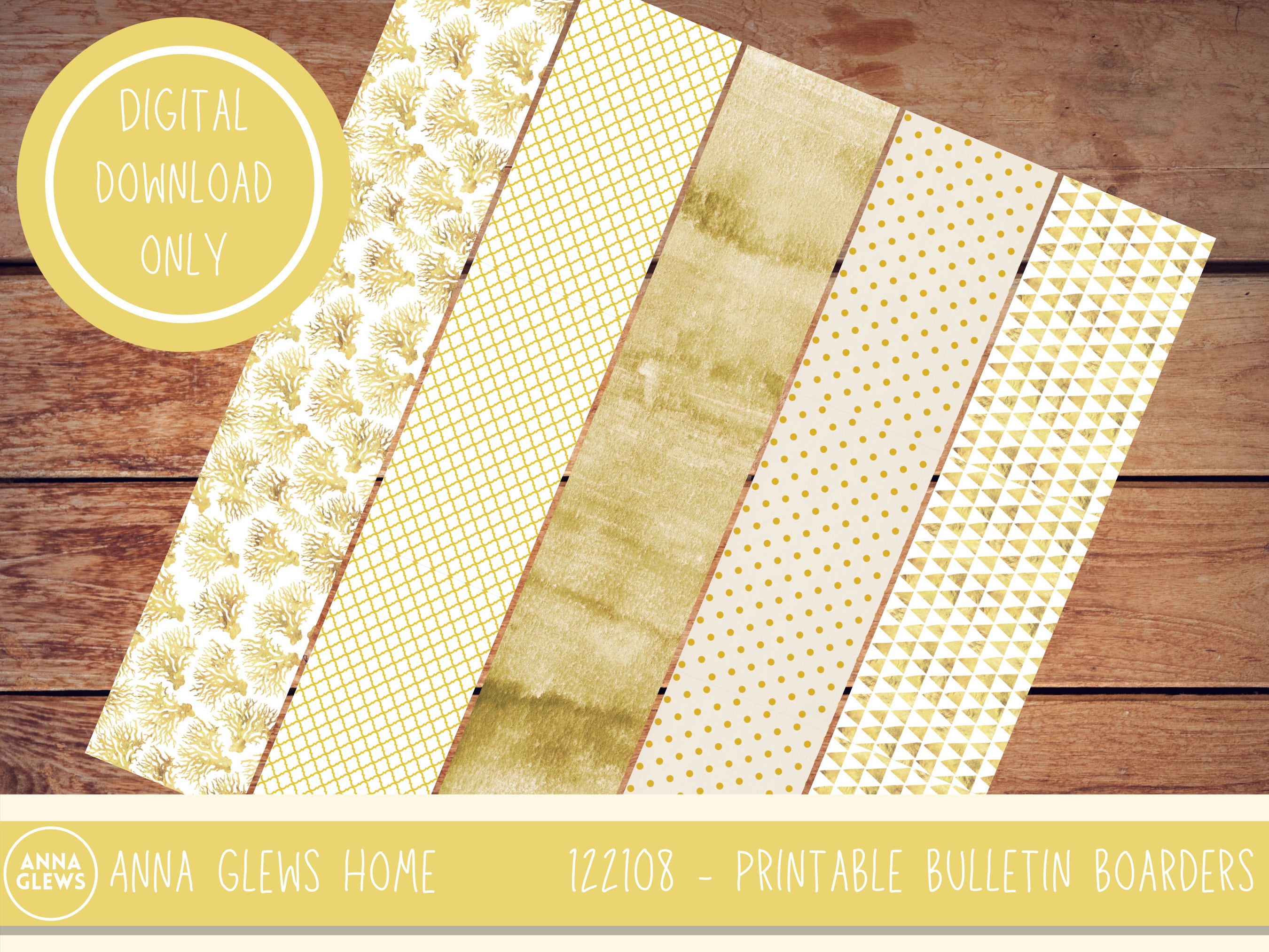 Classroom Bulletin Board Border Nature Gold Eclectic Pattern, Classroom ...