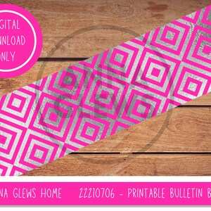 Classroom Bulletin Board Border Silver Pink Geometric Pattern Classroom ...