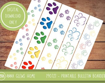 Paw Print Bulletin Board Borders - Etsy