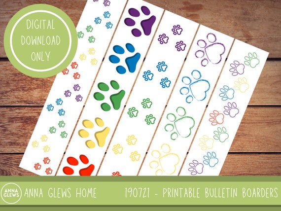 Classroom Bulletin Board Border Rainbow Paw Print Pattern - Etsy