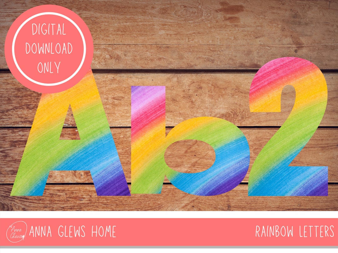Classroom Bulletin Board Display Letters & Numbers Rainbow Pattern ...