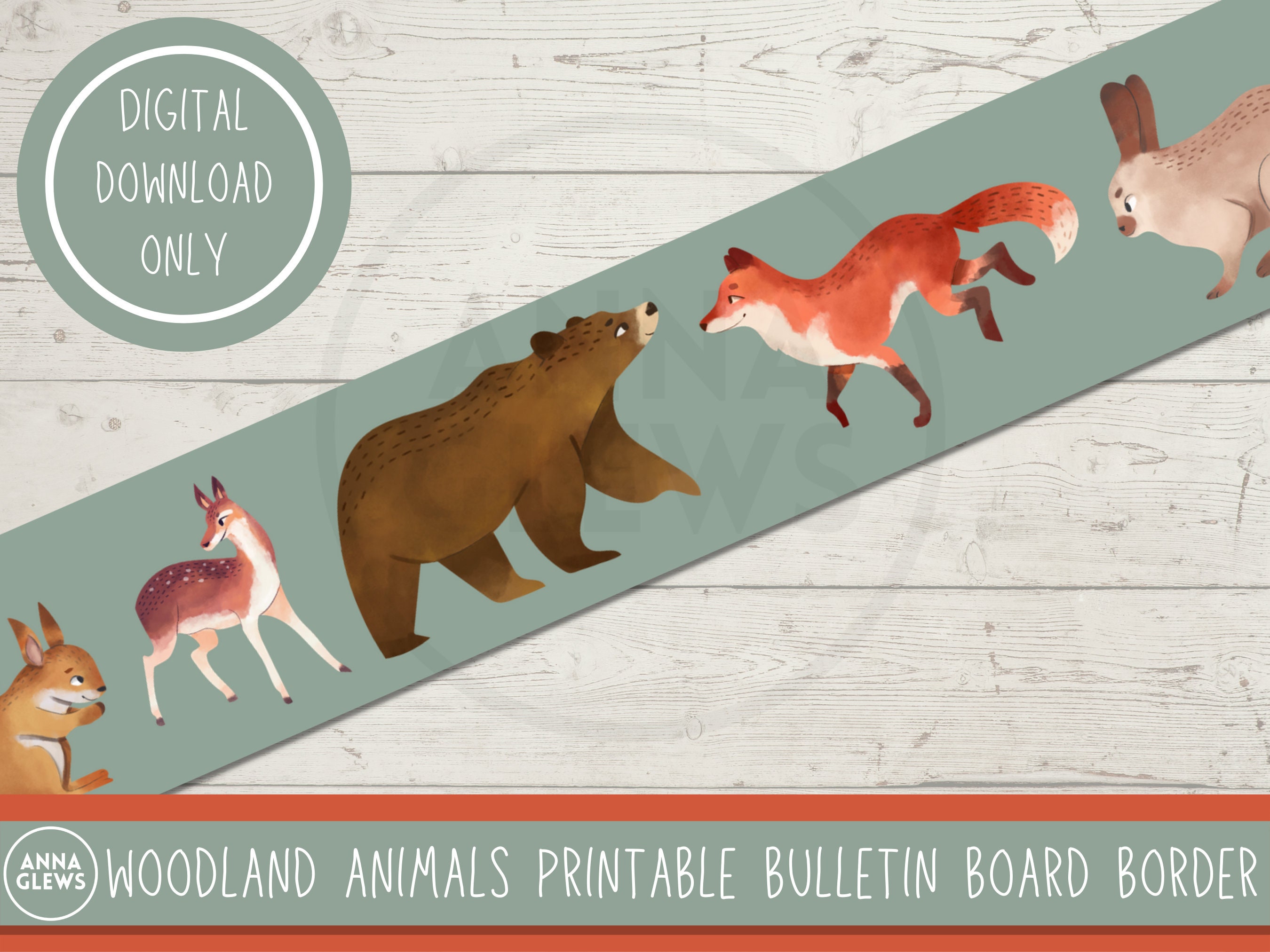 Boho Nature Woodland Animals Bulletin Board Border – Teacher Classroom ...