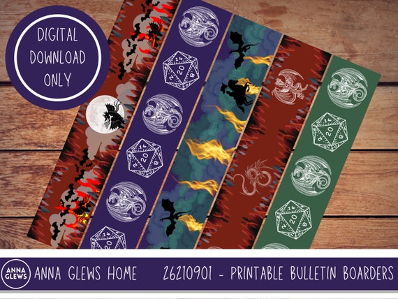 Classroom Bulletin Board Border Dungeon Dragon Knight Pattern | Etsy
