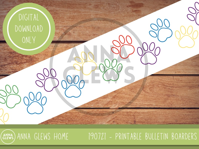 Classroom Bulletin Board Border Rainbow Paw Print Pattern, Classroom ...