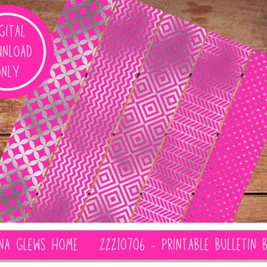 Classroom Bulletin Board Border Silver Pink Geometric Pattern Classroom ...