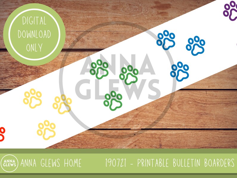 Classroom Bulletin Board Border Rainbow Paw Print Pattern | Etsy