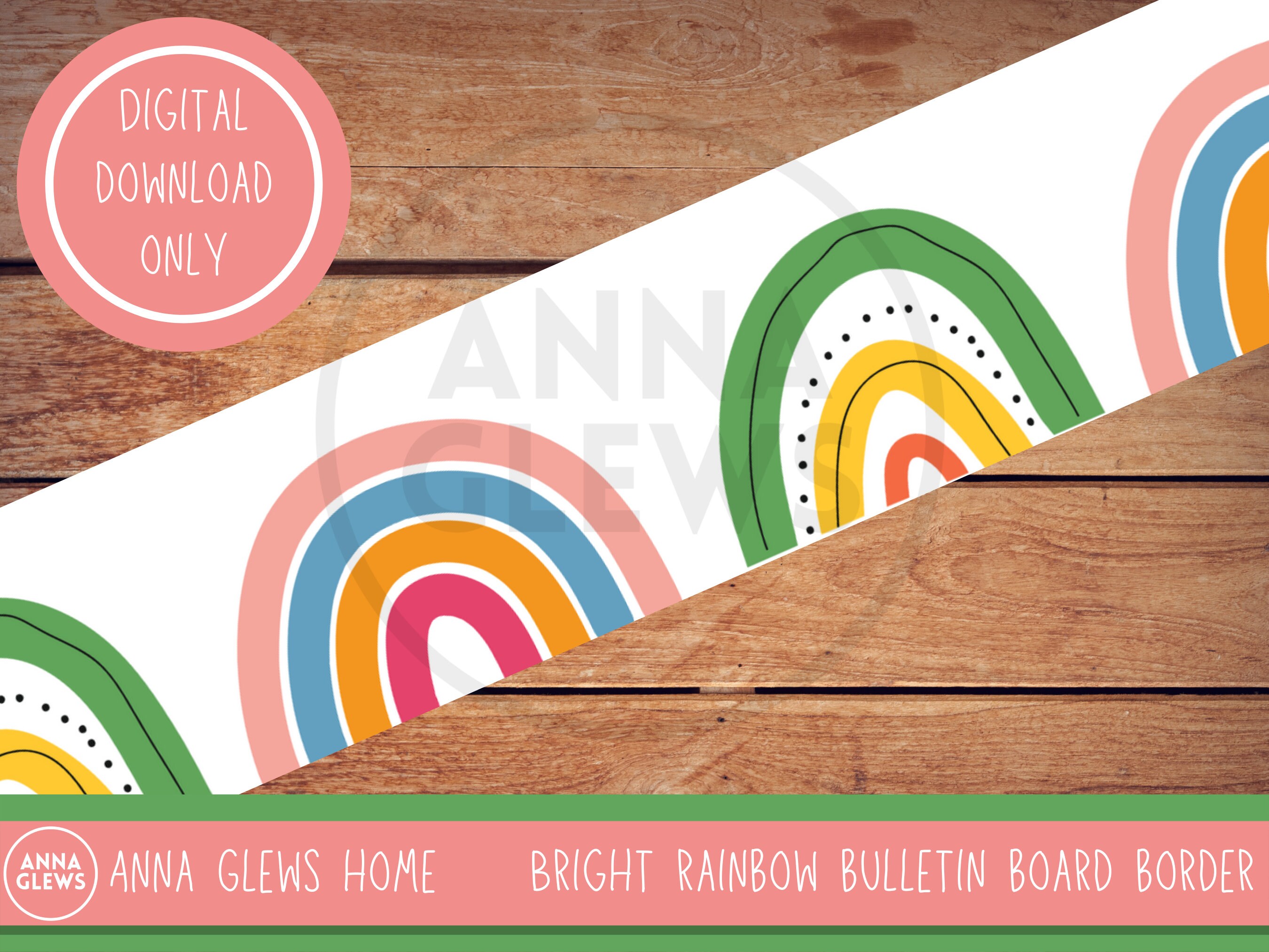 Classroom Bulletin Board Border Bright Rainbow Pattern - Etsy