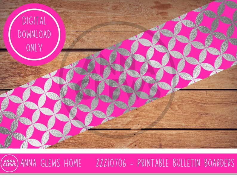 Classroom Bulletin Board Border Silver Pink Geometric Pattern Classroom ...