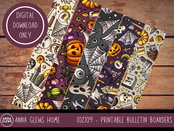 Classroom Bulletin Board Border Bundle Halloween Cartoon - Etsy