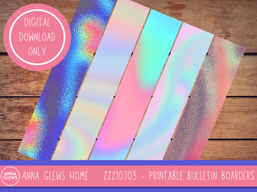 Classroom Bulletin Board Border Iridescent Metallic Unicorn Pattern ...