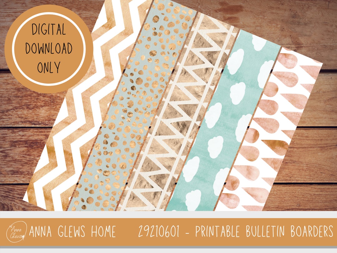Classroom Bulletin Board Border Boho Nature Bronze Pattern, Classroom ...