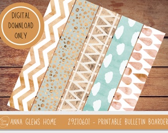 Classroom Bulletin Board Border Boho Nature Purple Gold Pattern ...